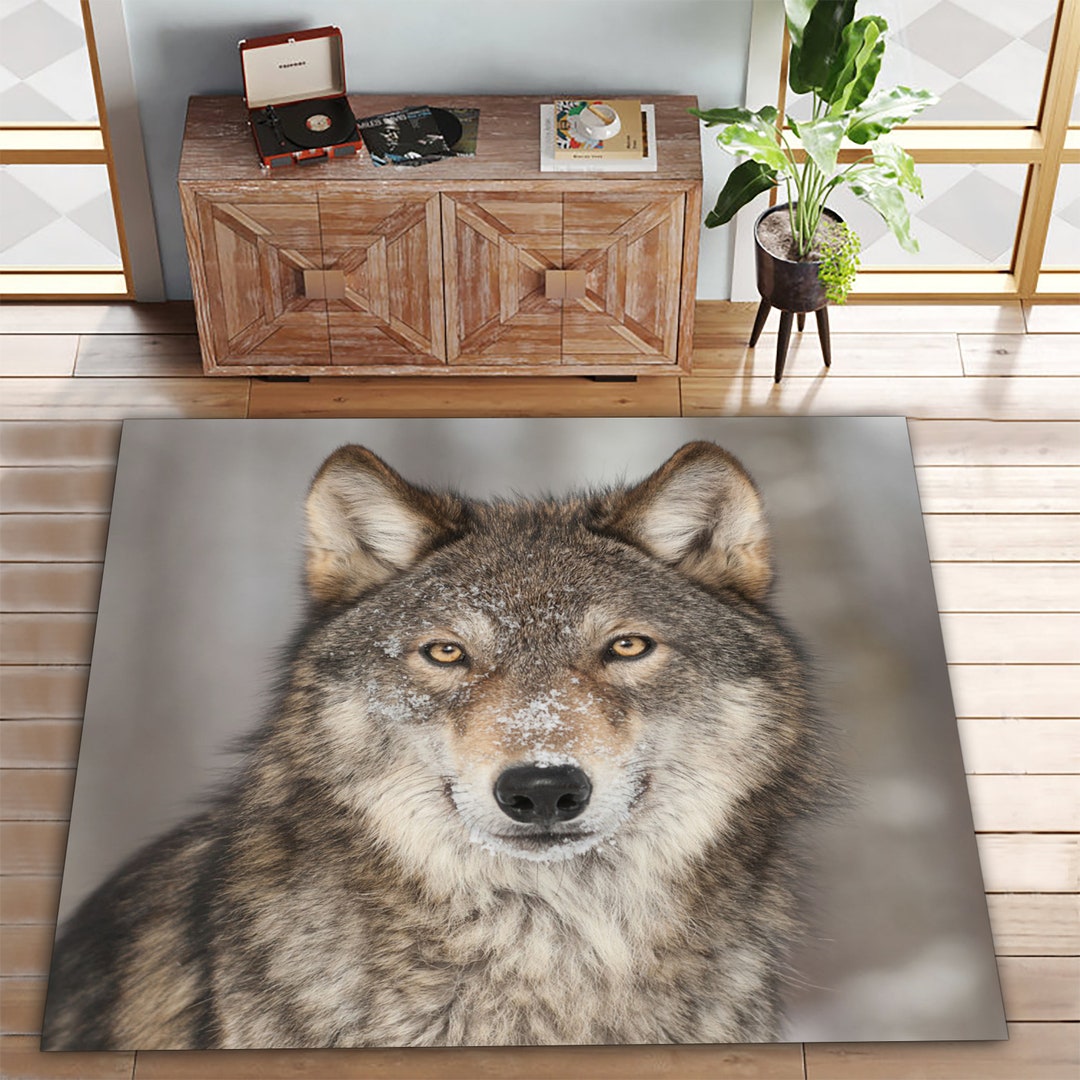 Wolf Rug, Animal Rug, Mytt Wolf Rug, Square Rug, Wolf Themed Rug ...