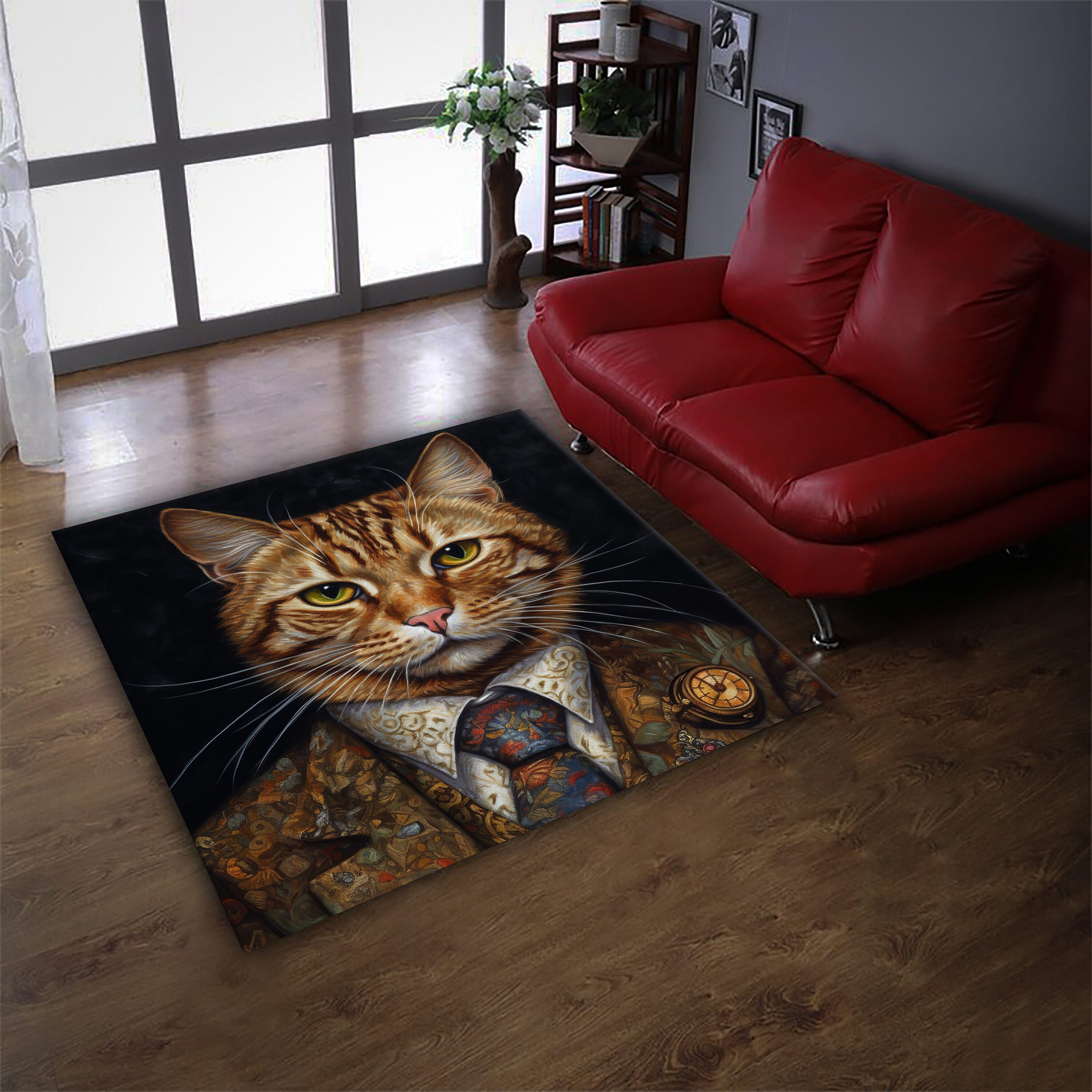 Cat Portrait Rug, Feline Art Rug ,custom Cat Rug ,personalized Pet Rug ...