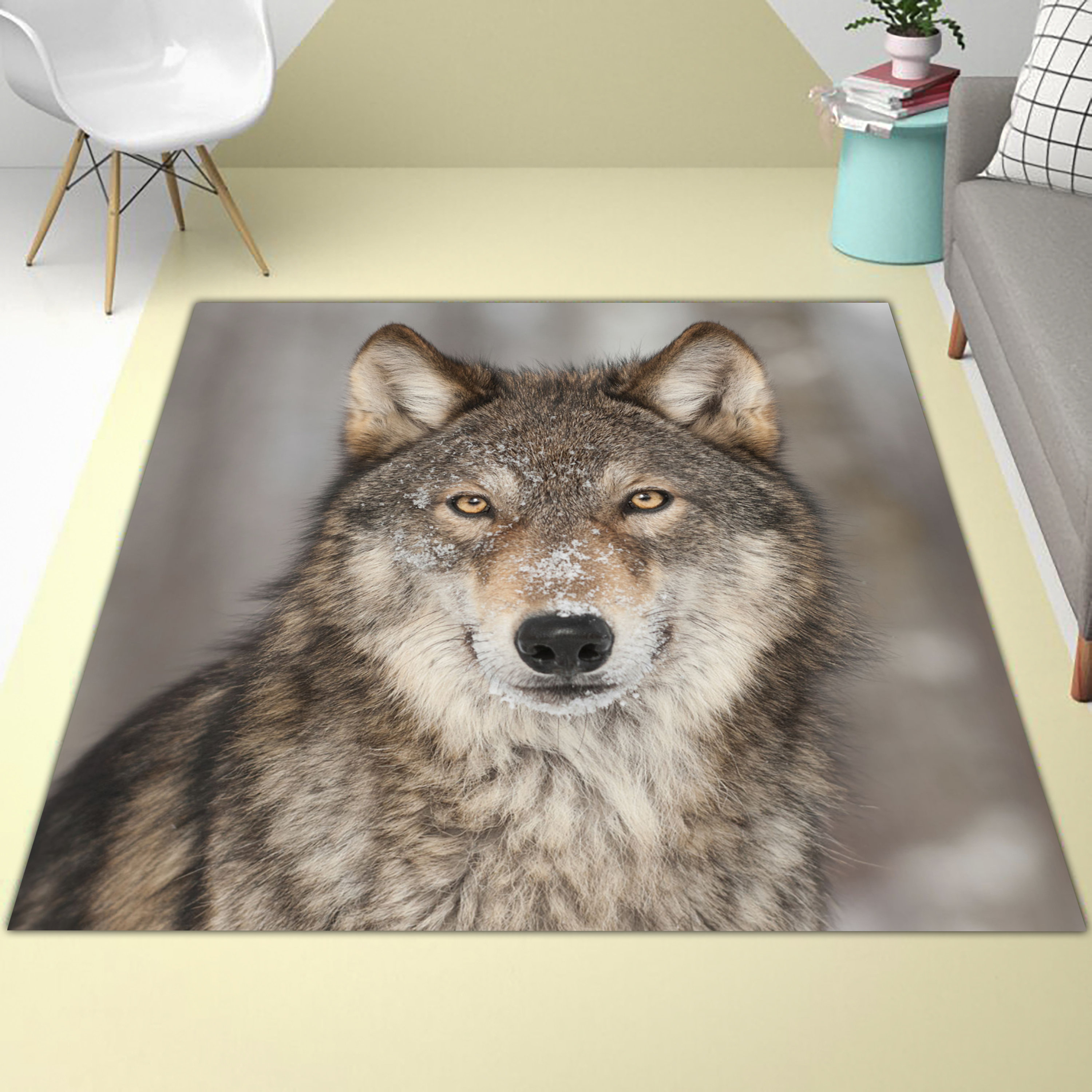 Wolf Rug, Animal Rug, Mytt Wolf Rug, Square Rug, Wolf Themed Rug ...