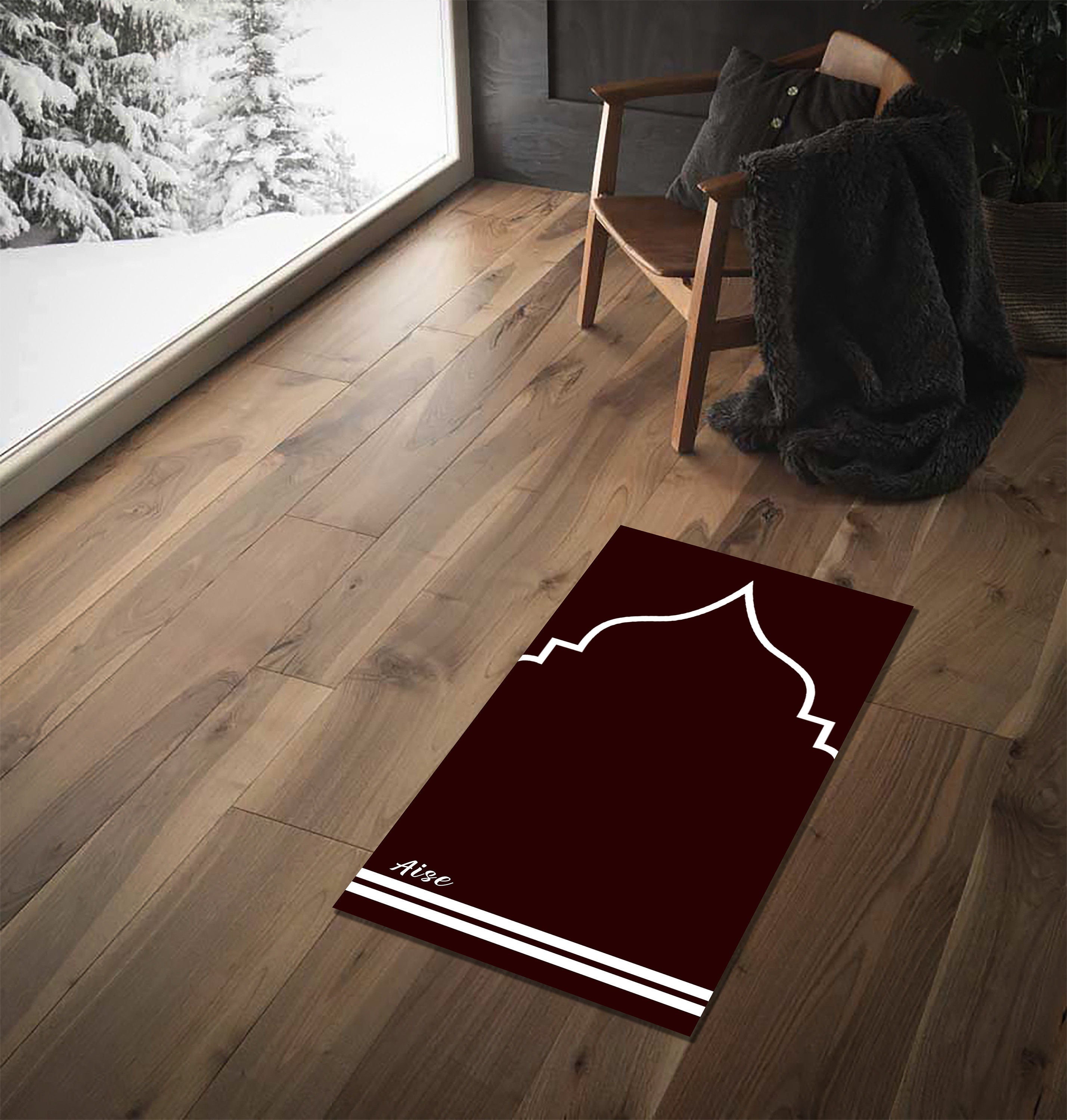 Prayer Rug With Name, Personalized Prayer Rug, Burgundy Prayer Rug ...