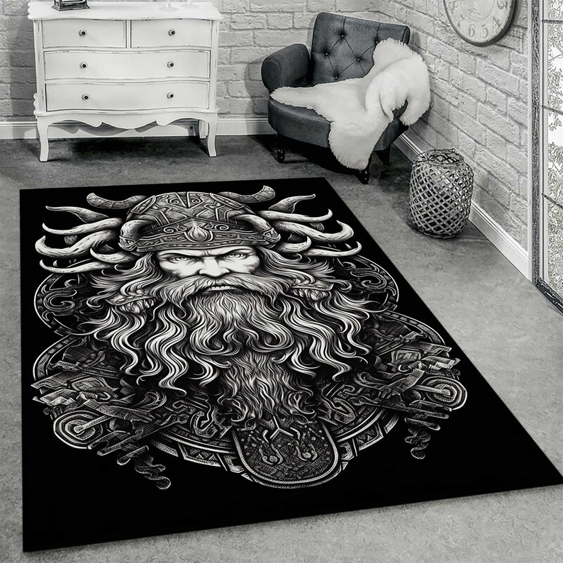 Viking Gungnir Rug, Odin Rug, Njord Rug, Valhalla Rug, Pagan Rug ...
