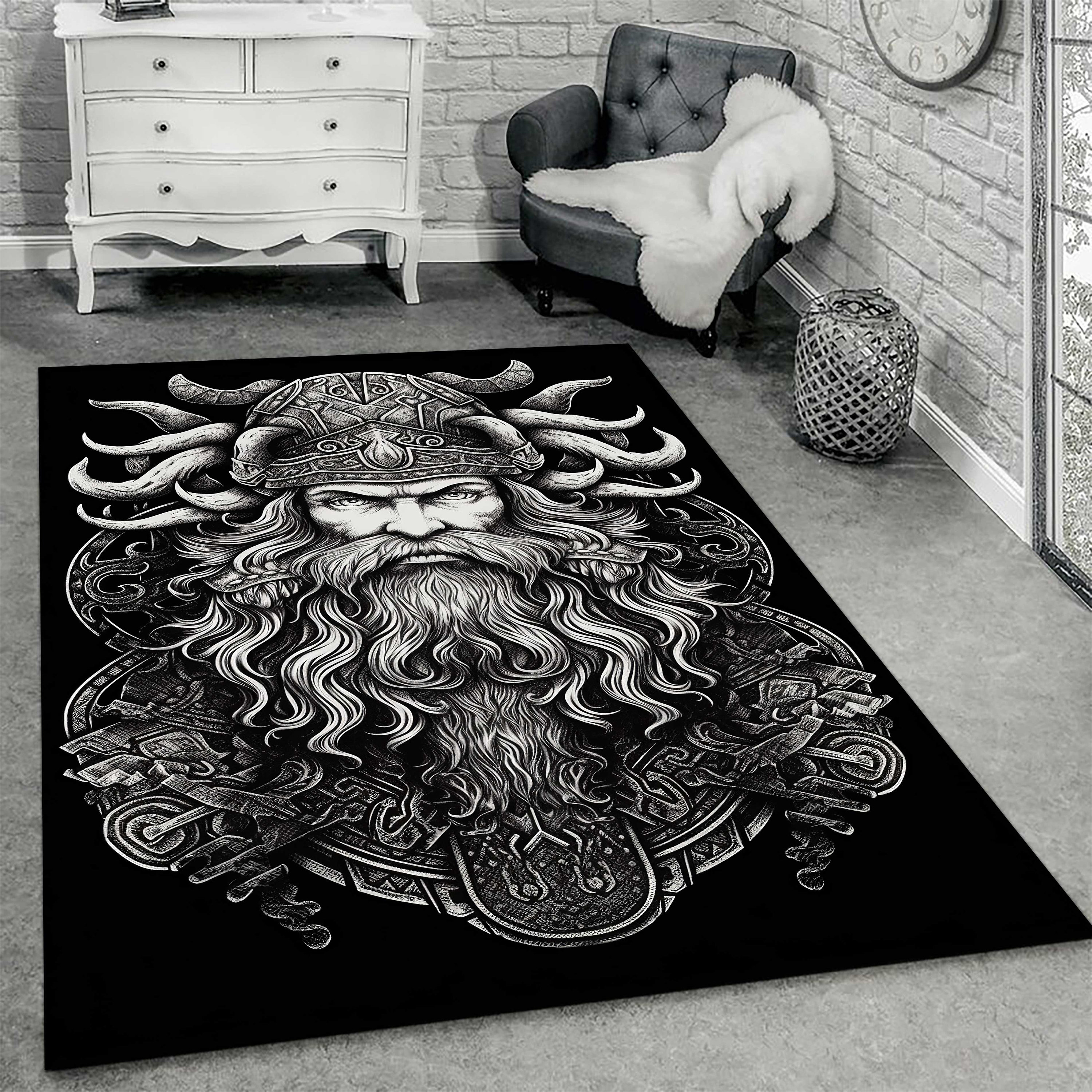 Viking Gungnir Rug, Odin Rug, Njord Rug, Valhalla Rug, Pagan Rug ...