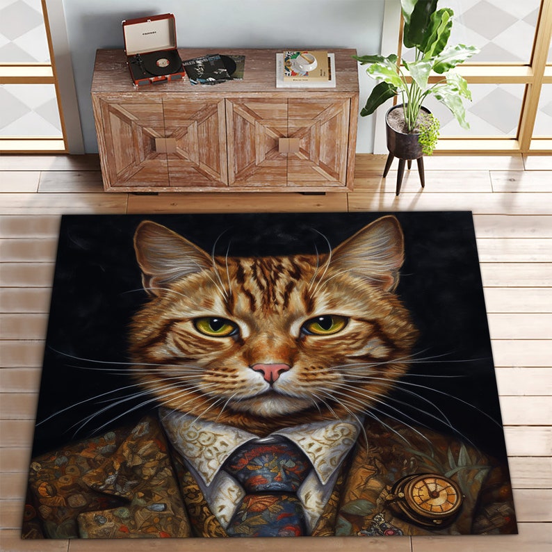 Cat Portrait Rug, Feline Art Rug ,custom Cat Rug ,personalized Pet Rug ...