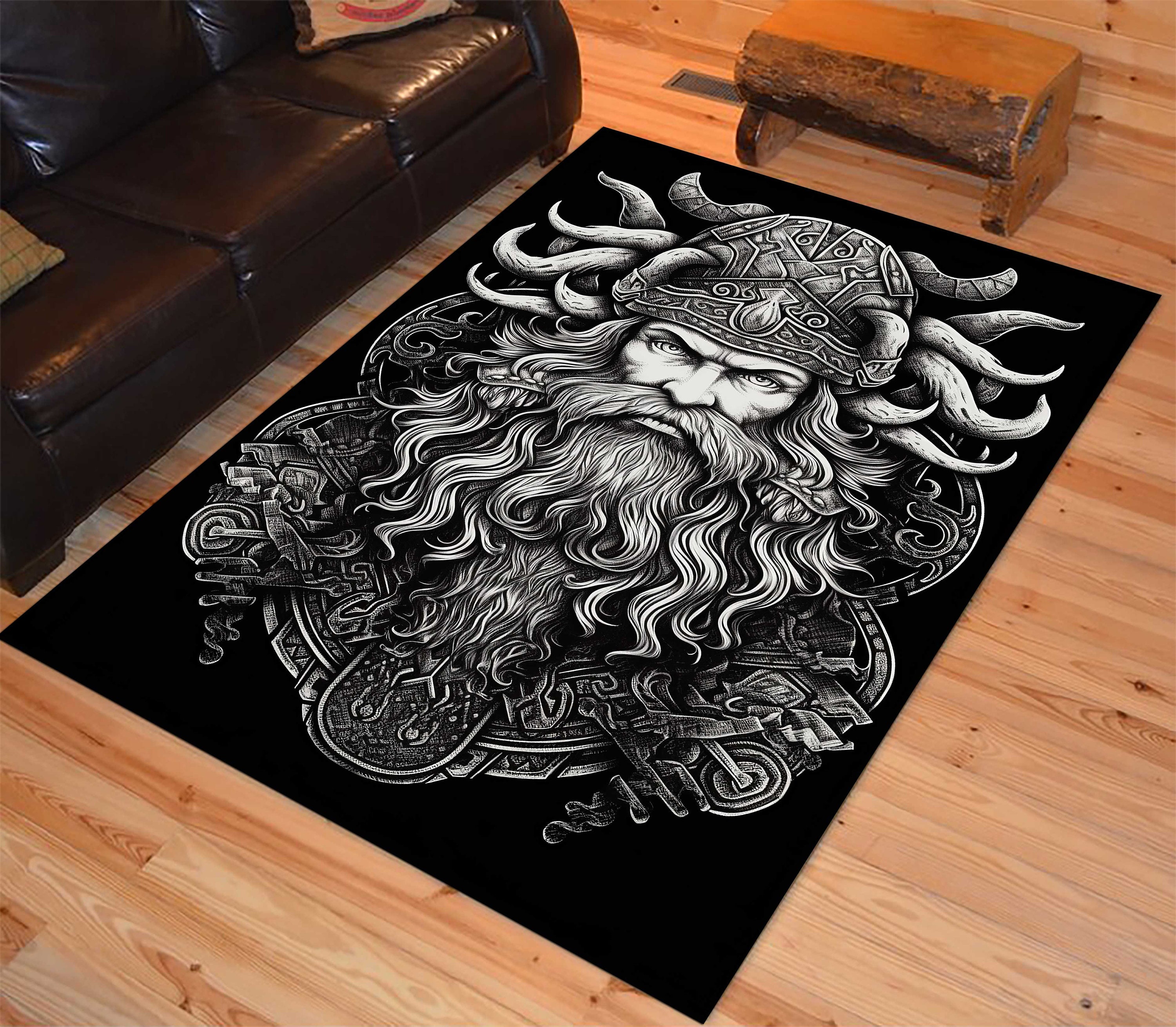Viking Gungnir Rug, Odin Rug, Njord Rug, Valhalla Rug, Pagan Rug ...