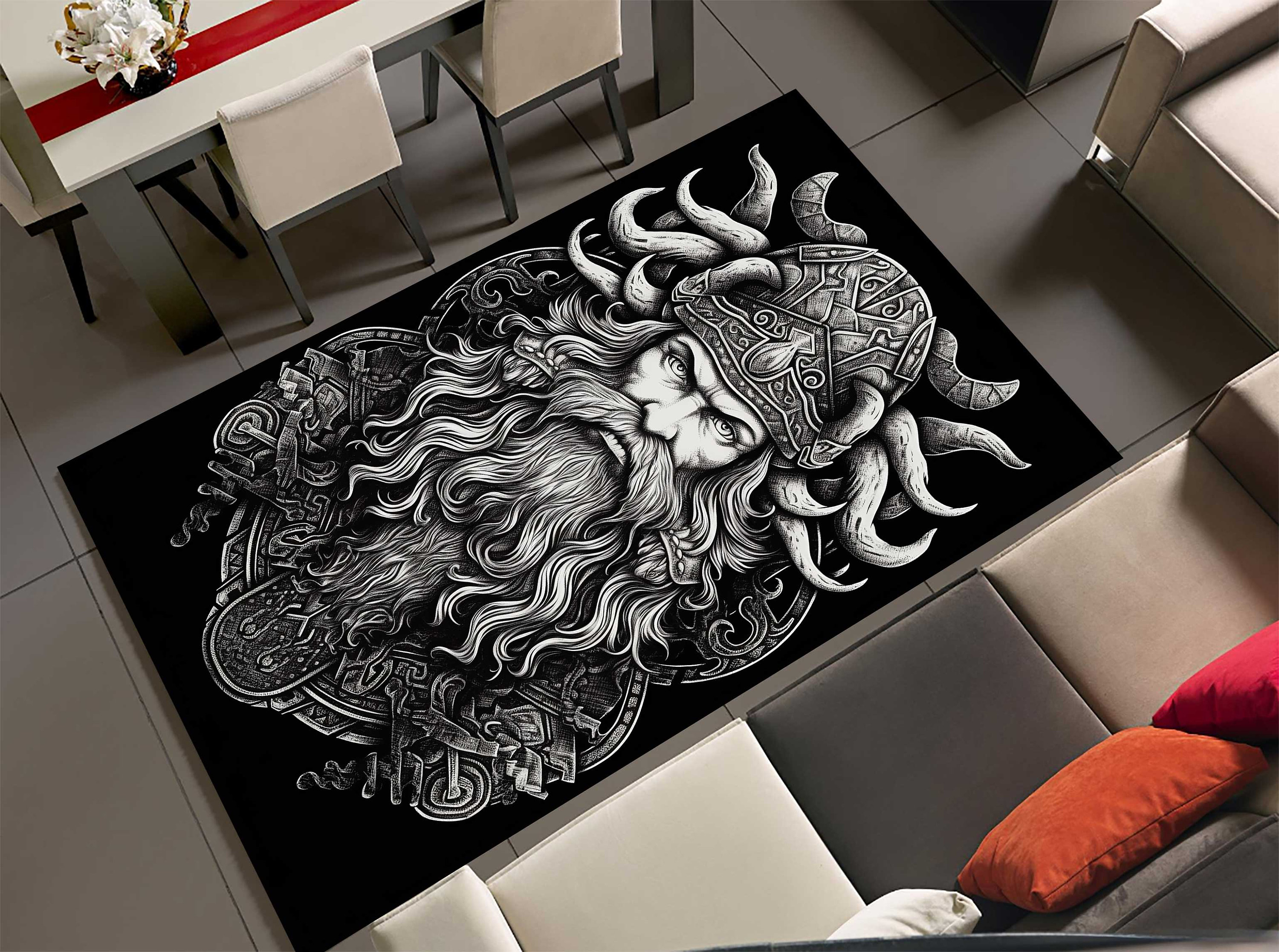 Viking Gungnir Rug, Odin Rug, Njord Rug, Valhalla Rug, Pagan Rug ...