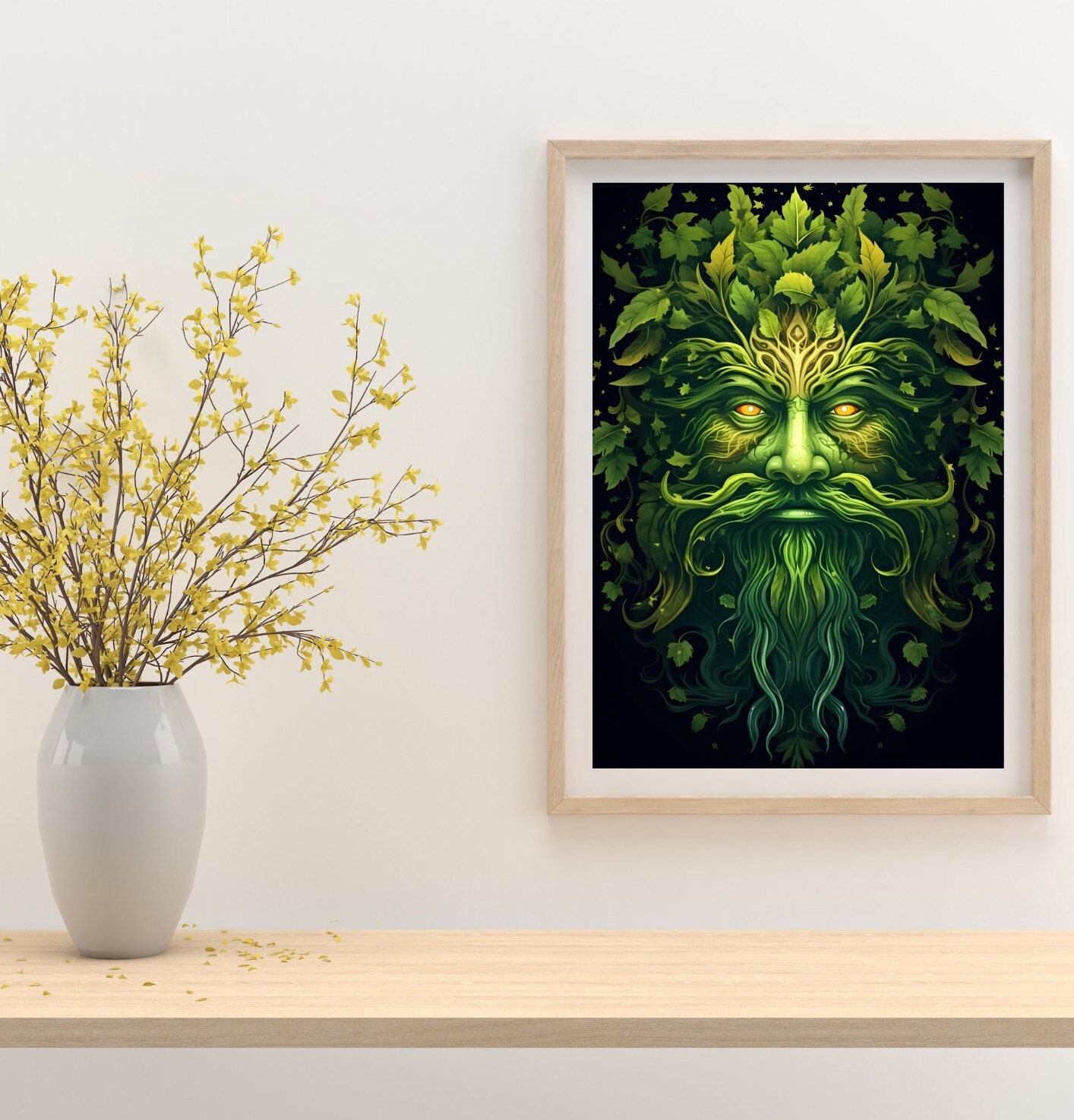 Green Man Poster PNG Pagan Wall Art altar Decorations - Etsy
