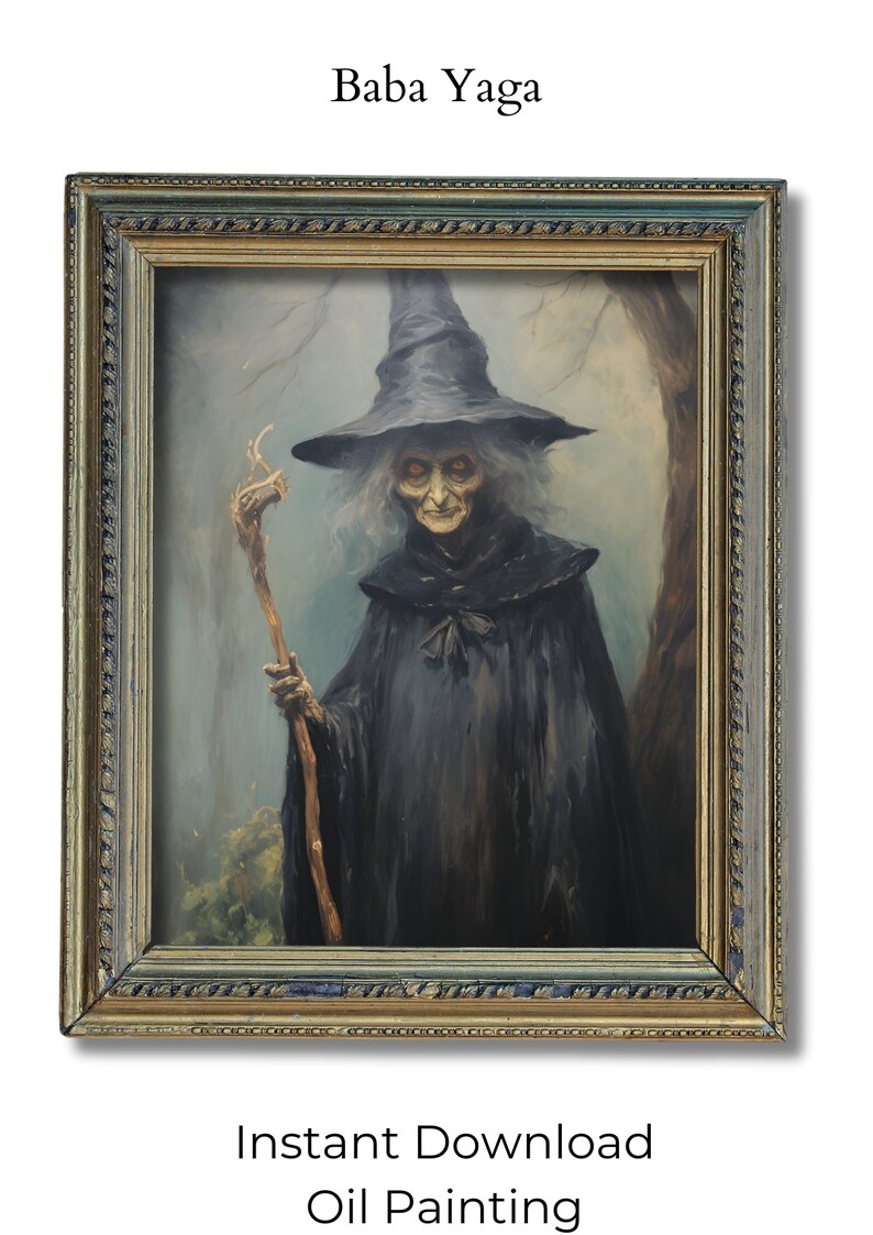 Baba Yaga Art Oil Painting Print Dark Art Gothic Poster Scary Halloween ...