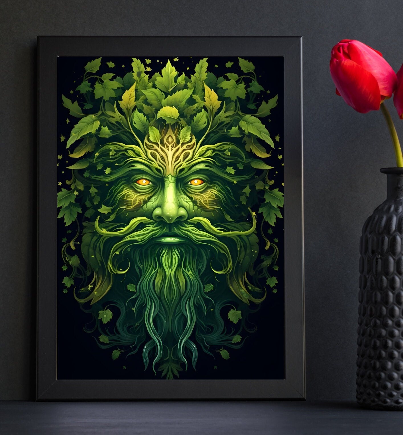 Green Man Poster PNG Pagan Wall Art altar Decorations - Etsy