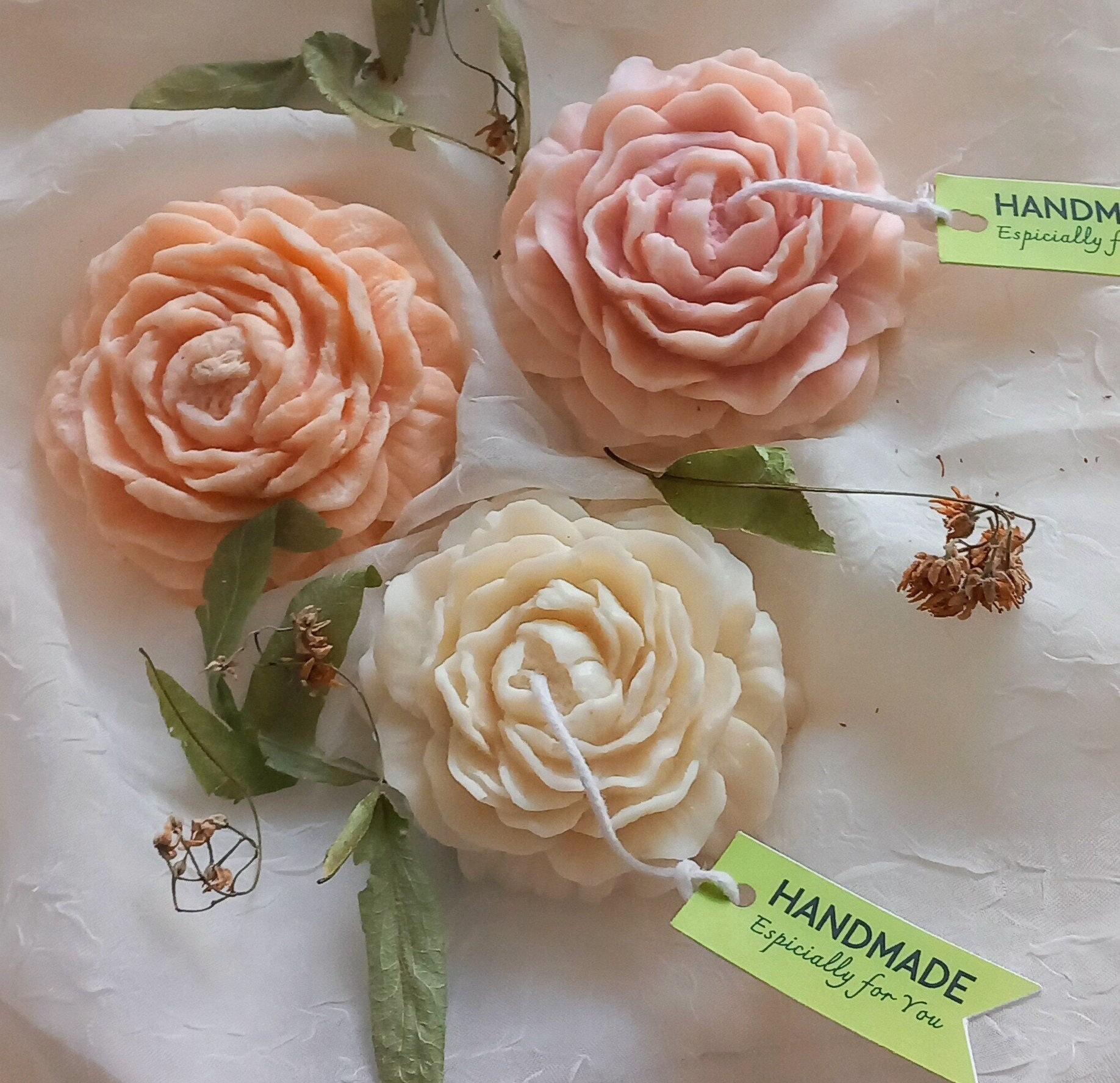 Custom Scented Peony Flower Candle for Wedding Unity Set,wedding Candle ...