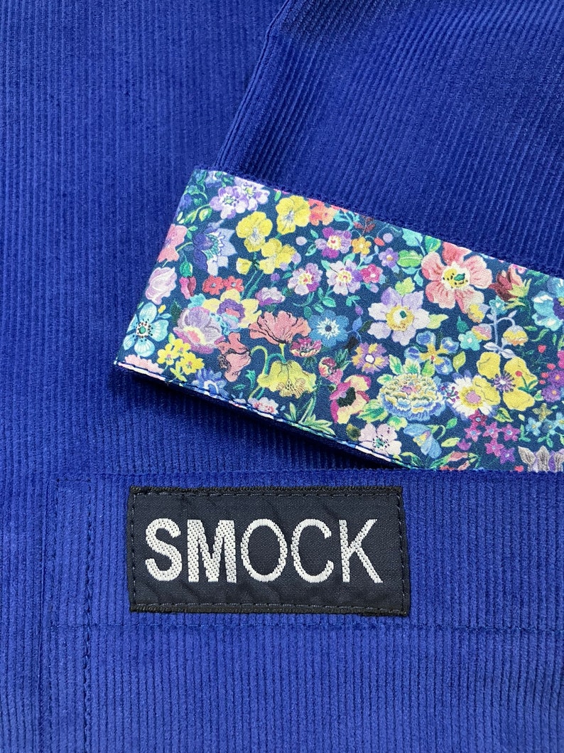 Royal Blue "wells" Cord Smock With Liberty Floral Poplin Lining - Etsy