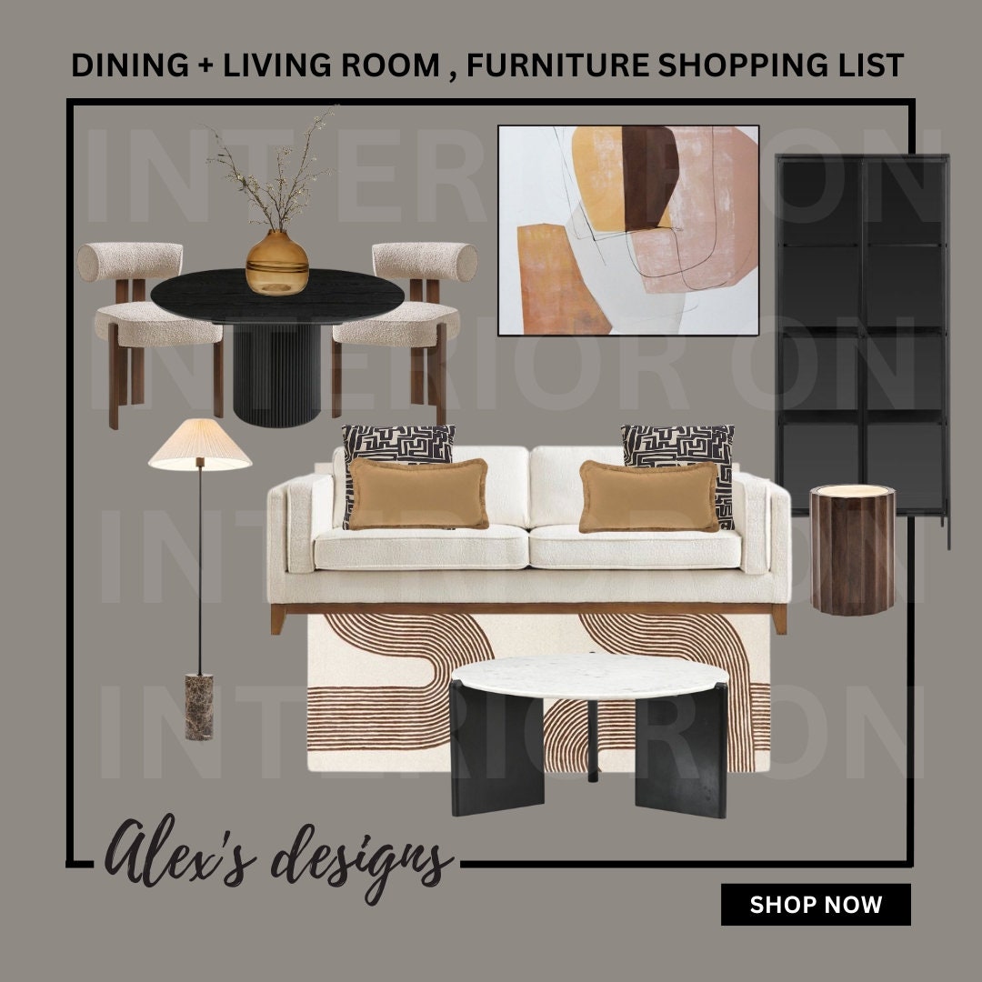 READY to Purchase | INTERIOR DESIGNS | Furniture Shopping List - Etsy