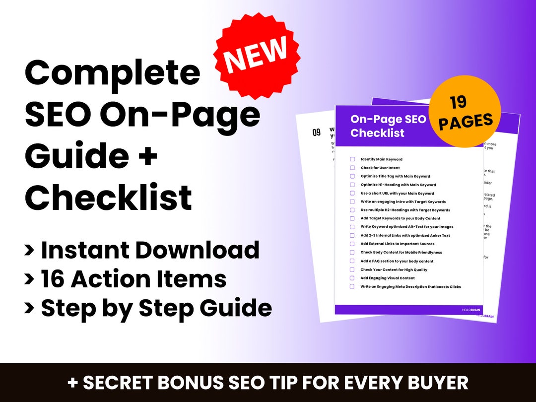 Google SEO Optimization Guide, Printable SEO Checklist, Complete ...