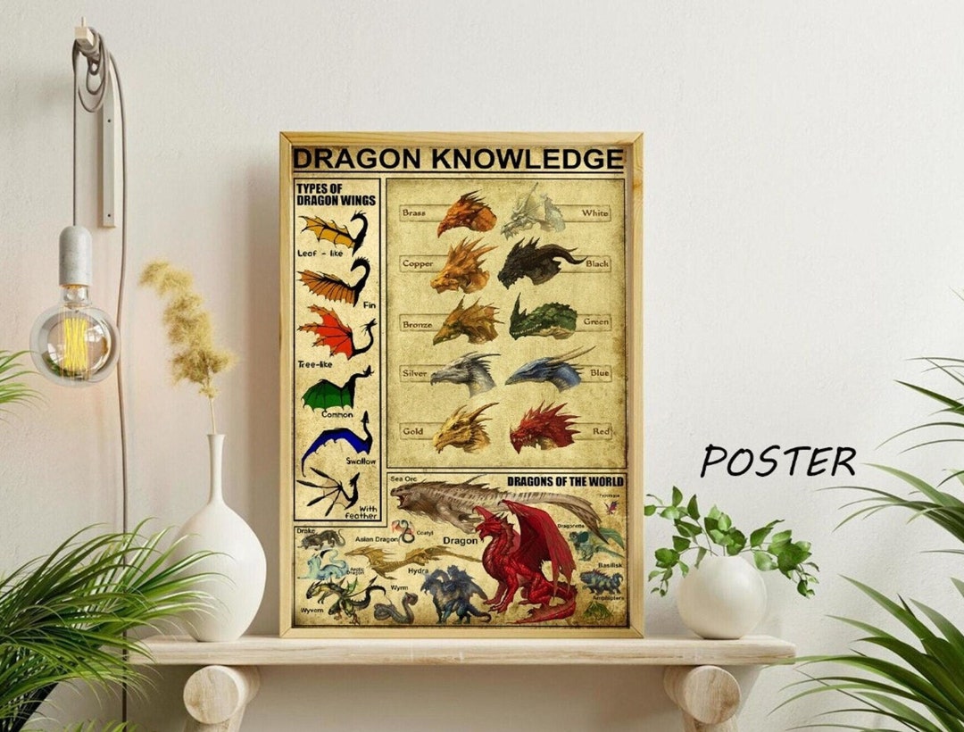 Dragon Knowledge Poster/canvas Vintage Types of Dragon Wings - Etsy