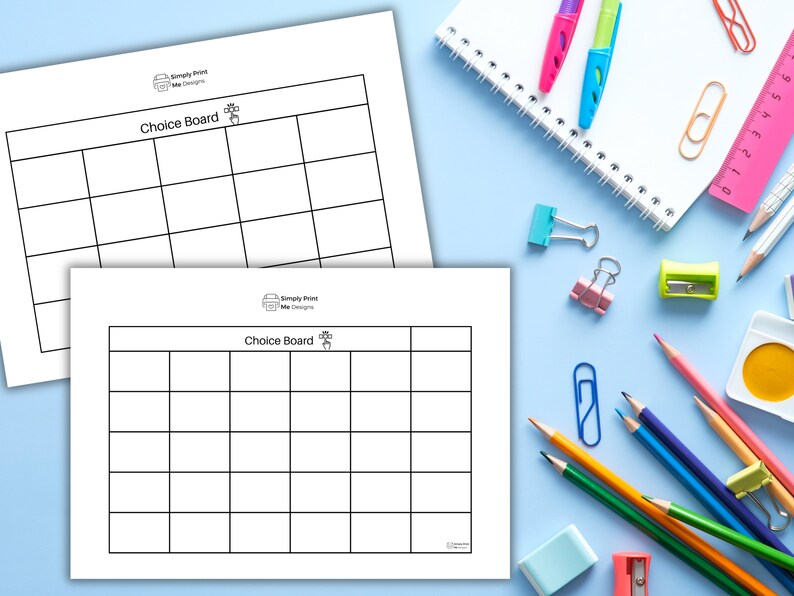 Choice Board Visual Printable Black and White Various Sizes - Etsy