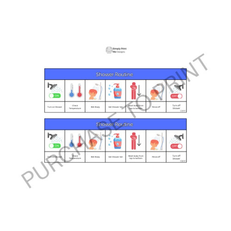Shower Routine Colour Visual Support Printable Short Version - Etsy