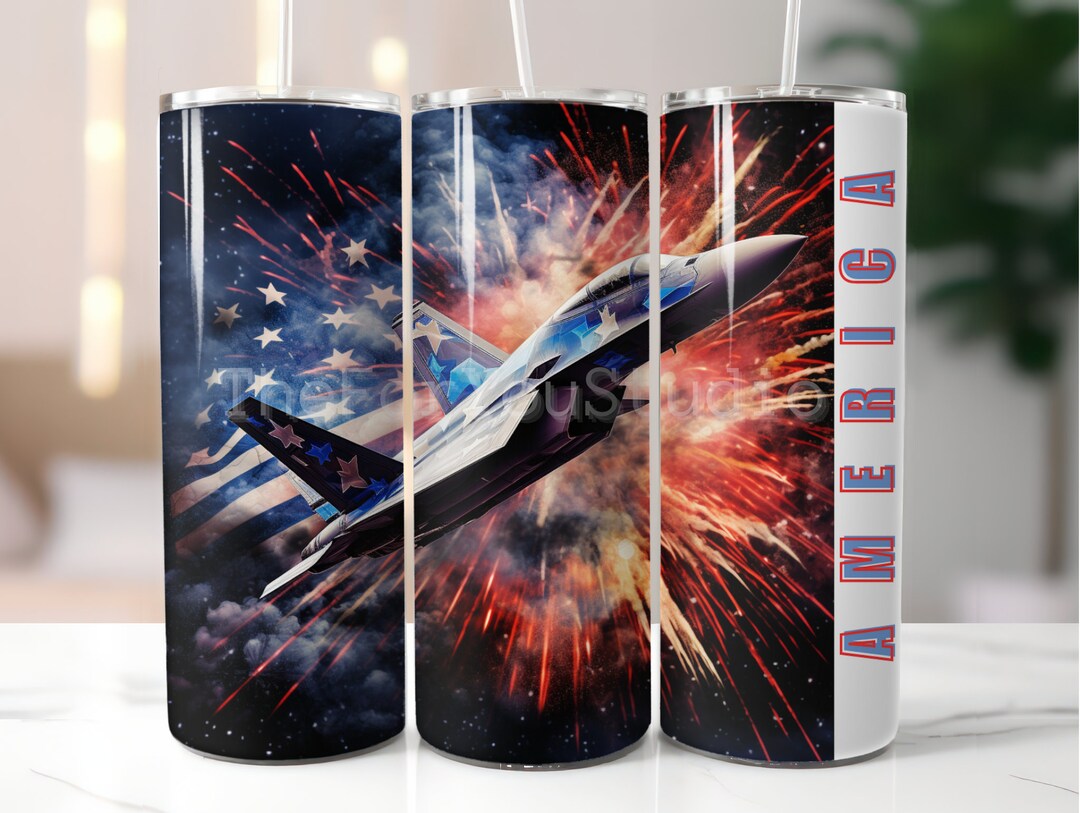 3D Fighter Jet, America, 4th of July, Independence Day - 20 Oz Tumbler ...