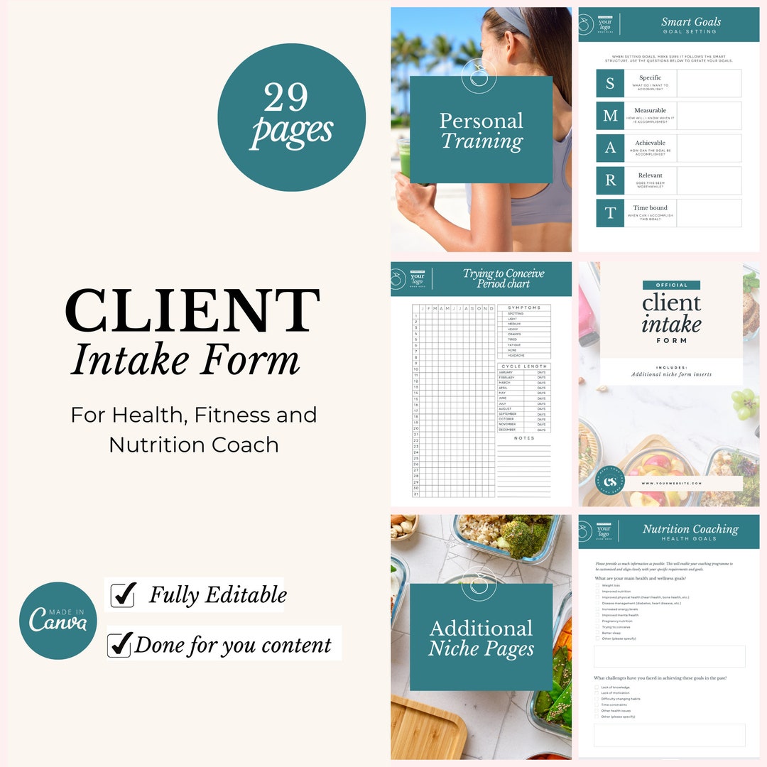 Health & Fitness Client Intake Canva Form Template for Coach Client ...