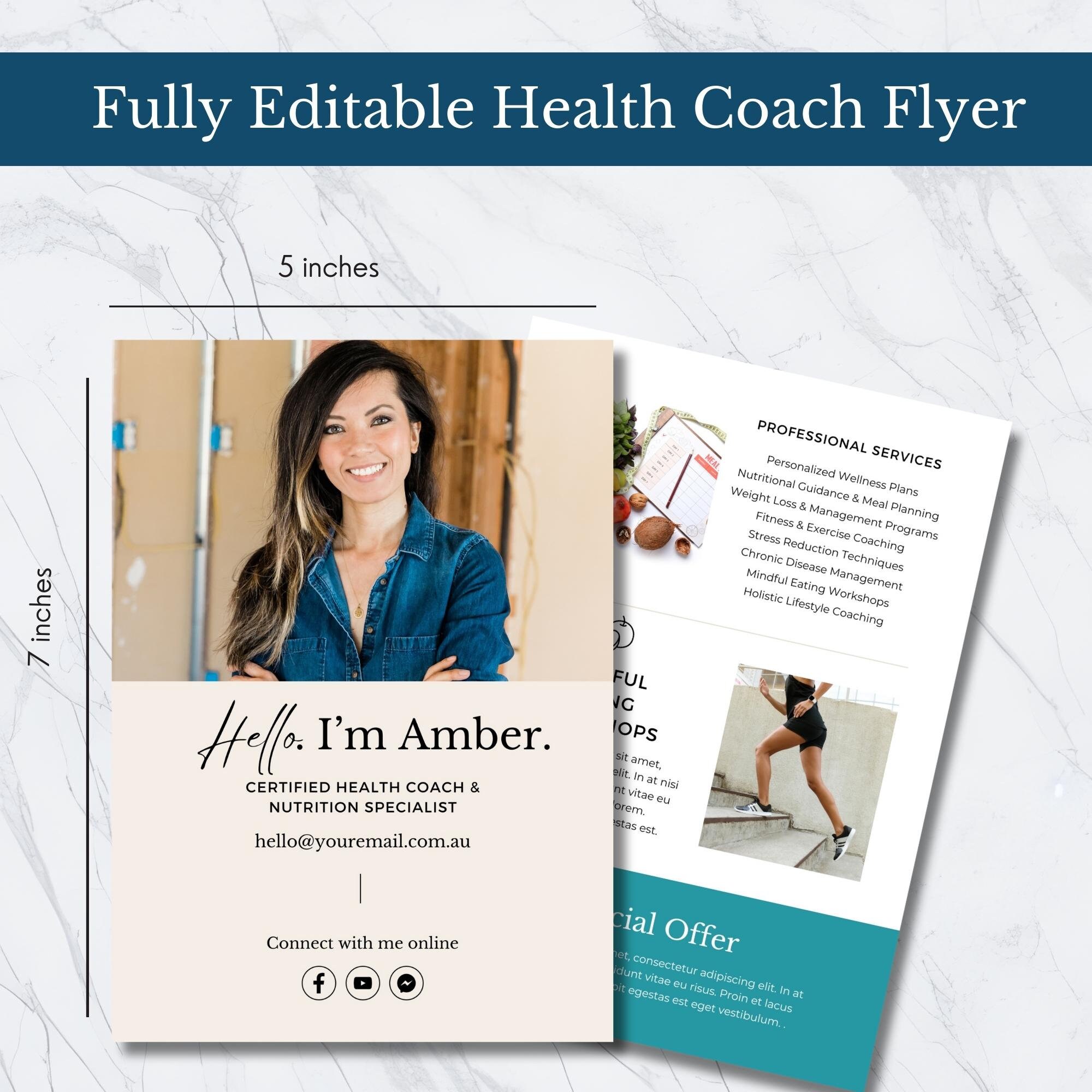 Editable Fitness Coach Flyer Canva Template DIY Marketing Material ...