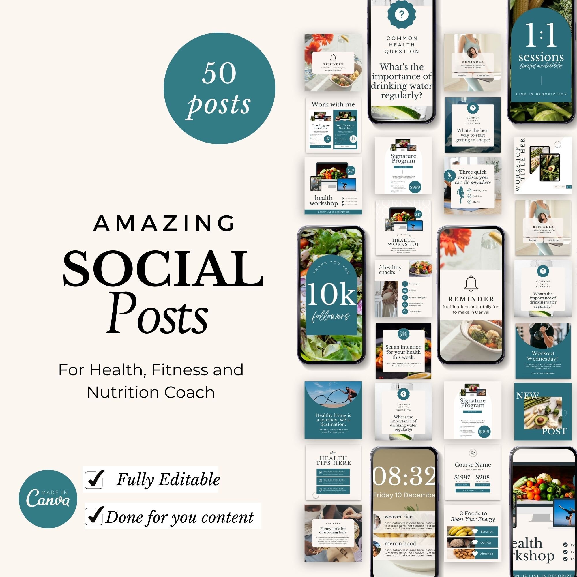 Nutrition Coach Health Instagram Post Done for You Social Media Content ...