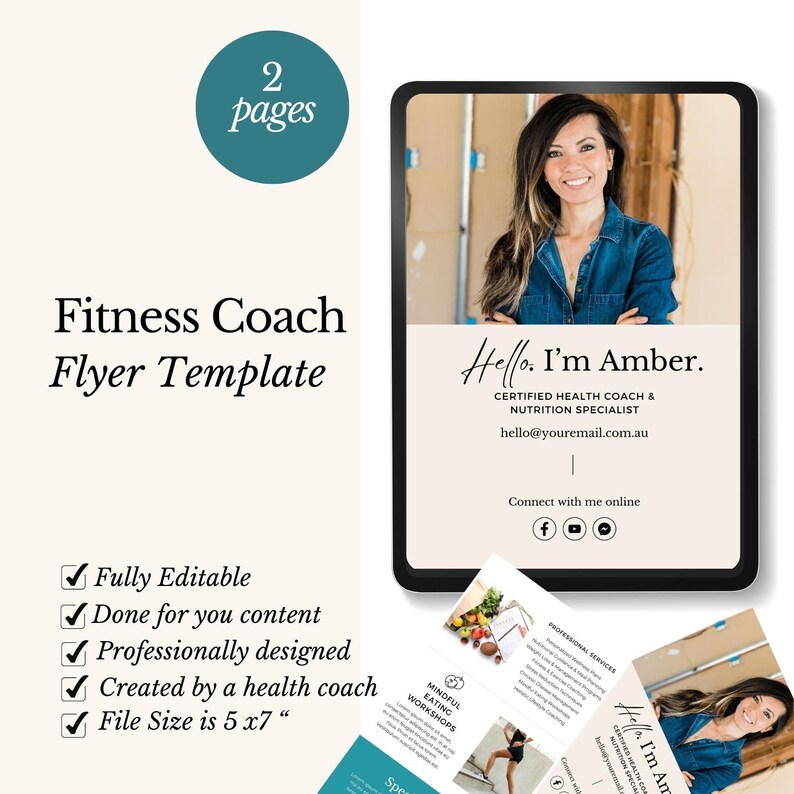 Editable Fitness Coach Flyer Canva Template DIY Marketing Material ...