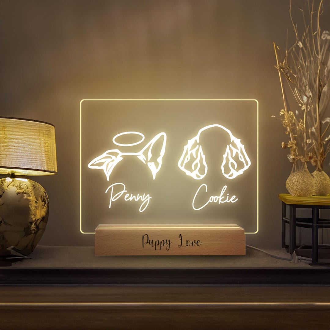 Personalized Pet Memorial Light, Custom LED Dog Angel Light ...