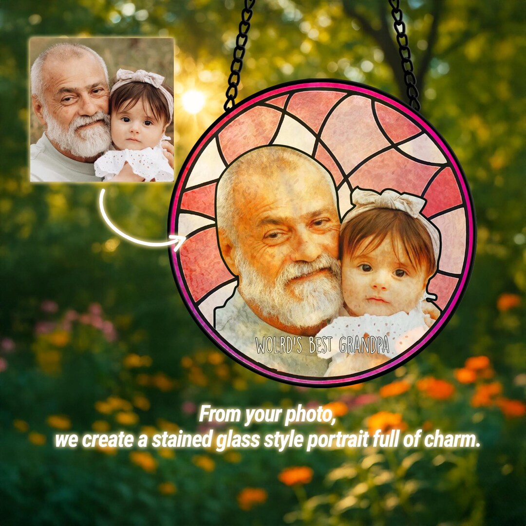 Personalized Fathers Day Gift, Photo Suncatcher With Family Portrait ...