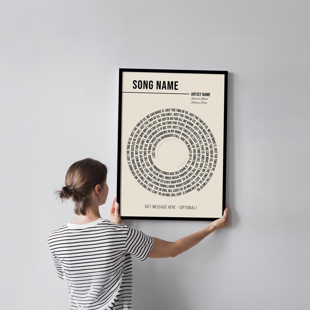 Custom Vinyl Record Song Lyrics Poster: Personalized Music Gift - Etsy