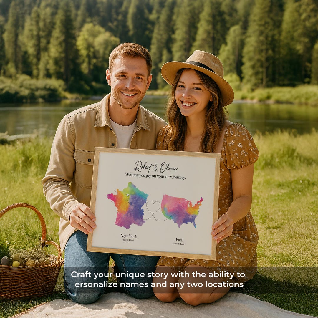 Custom Love Map for Couples, Long Distance Relationship Gift, Far but ...