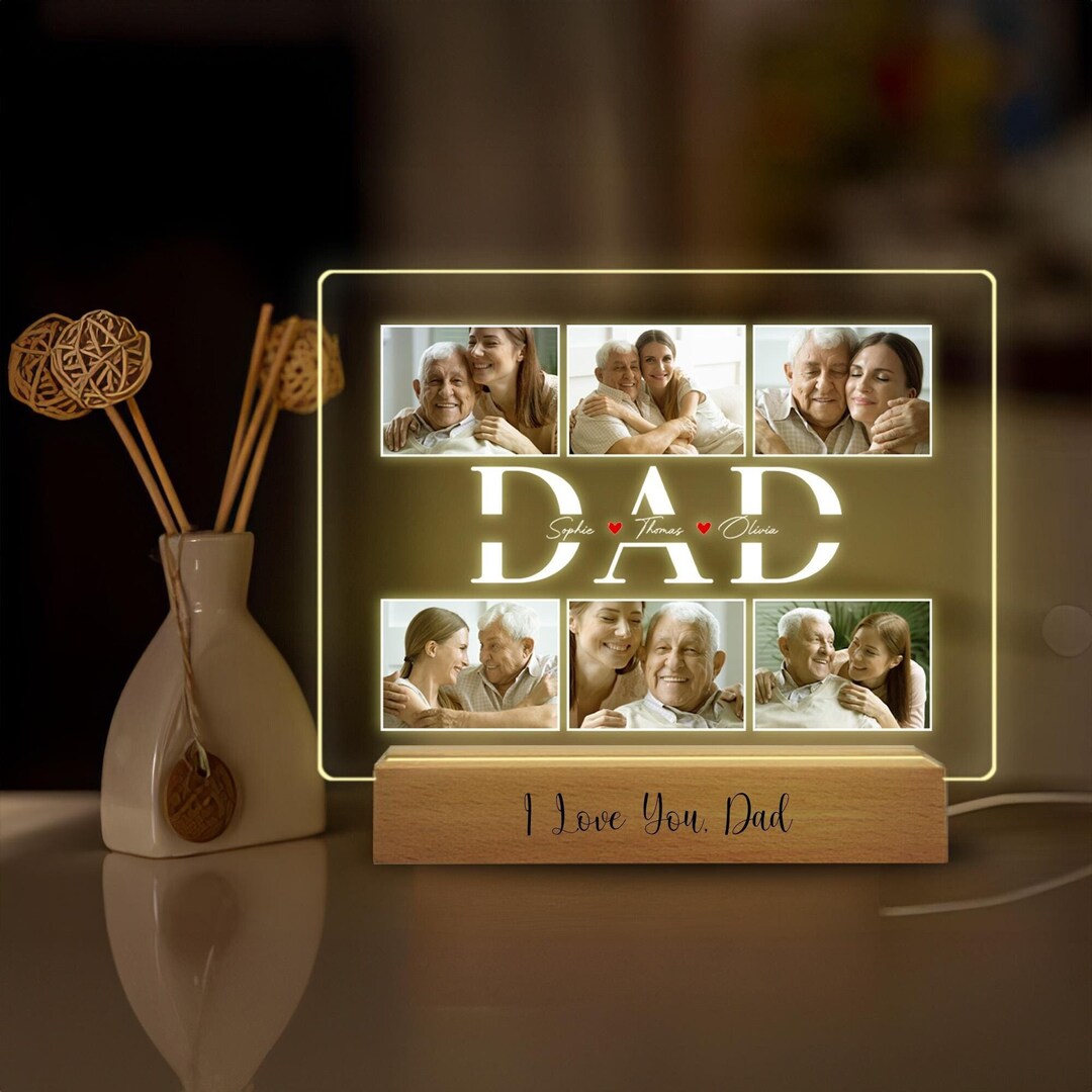 Custom Best Dad Ever Picture Night Light, Dad’s Memory Gift, Father’s ...