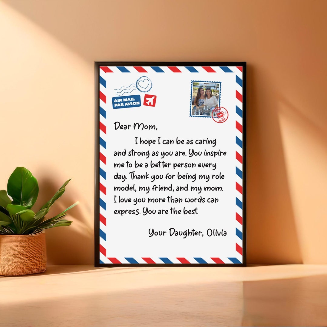 Frame for Mom, Framed Letter, Personalized Letter to Mom for Mothers ...