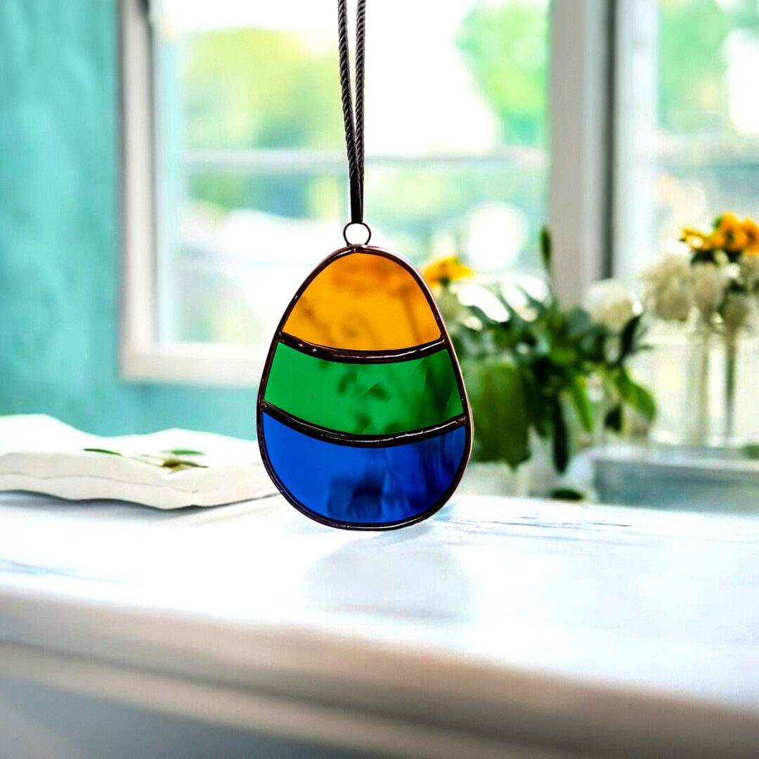 Custom Easter Egg Stained Glass Suncatcher Gifts for Kid, Easter Decor ...