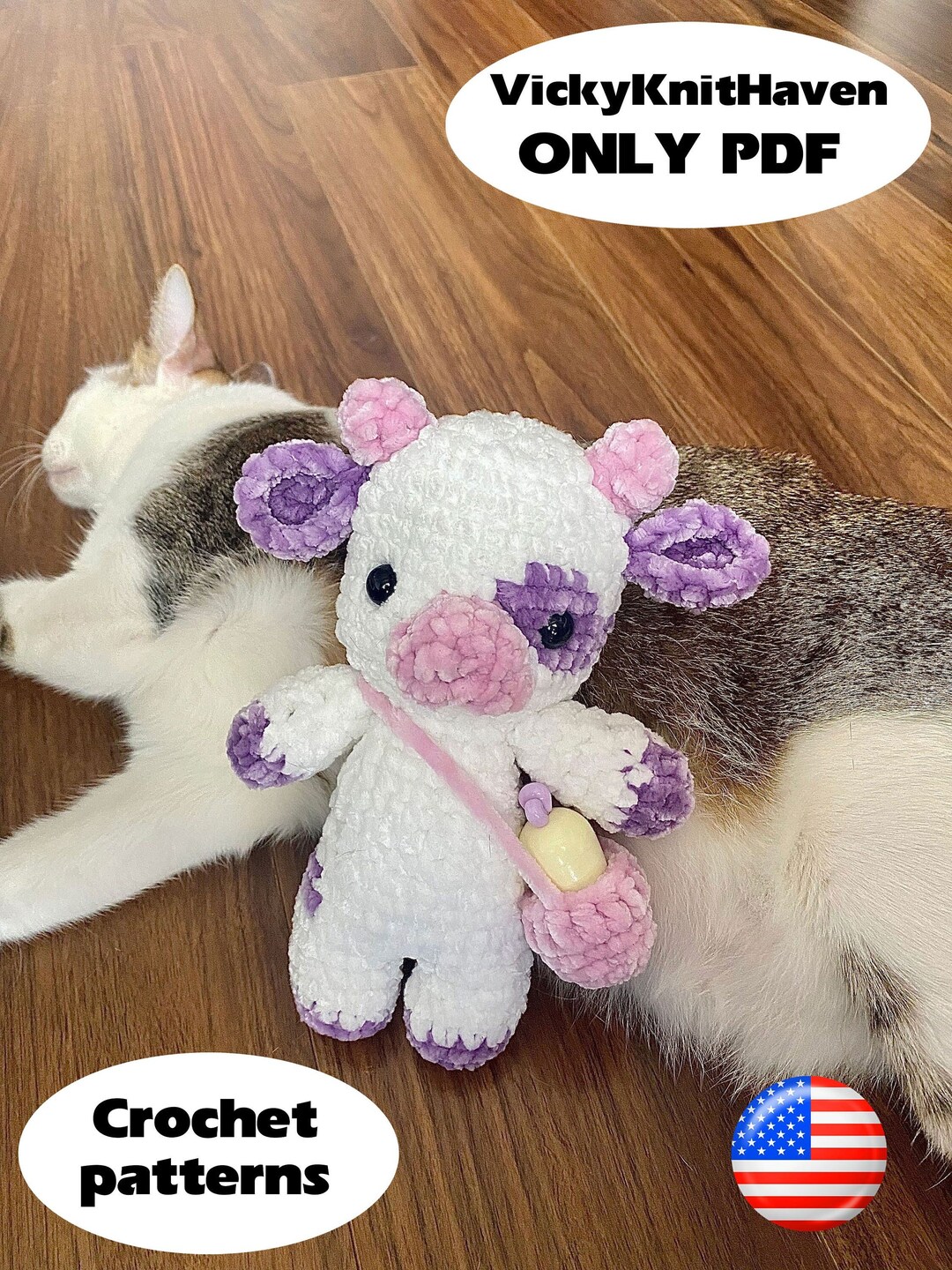 Baby Cow Plush Crochet Pattern Baby Cow Amigurumi Crochet Animal ...