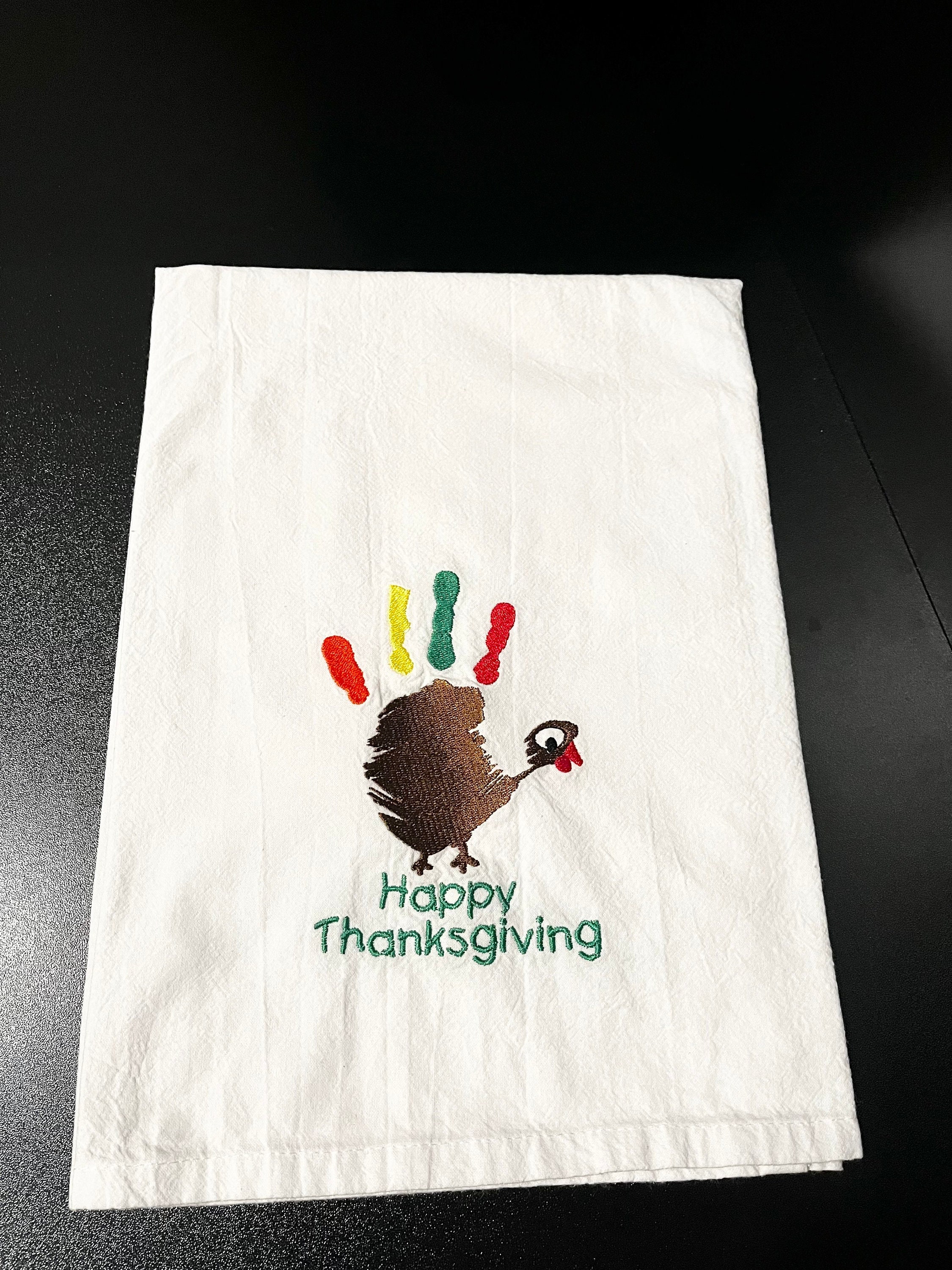 Turkey Handprint Tea Towel, Thanksgiving Handprint Keepsake ...