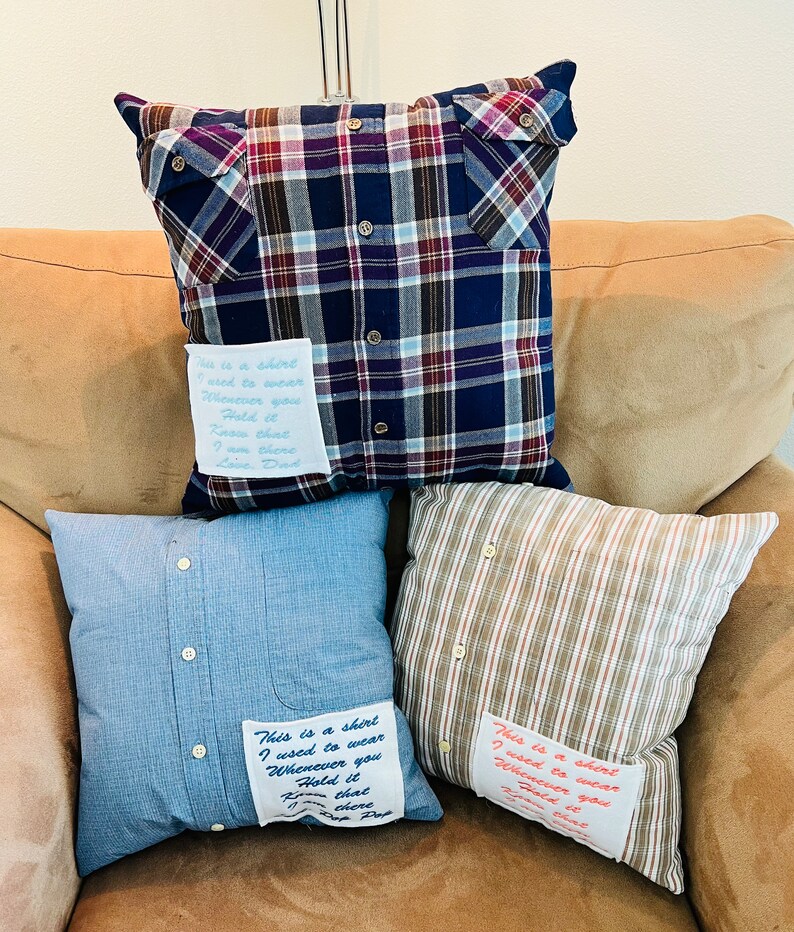 Custom Memory Pillow, Remembrance Pillow Made From the Shirts of Loved ...