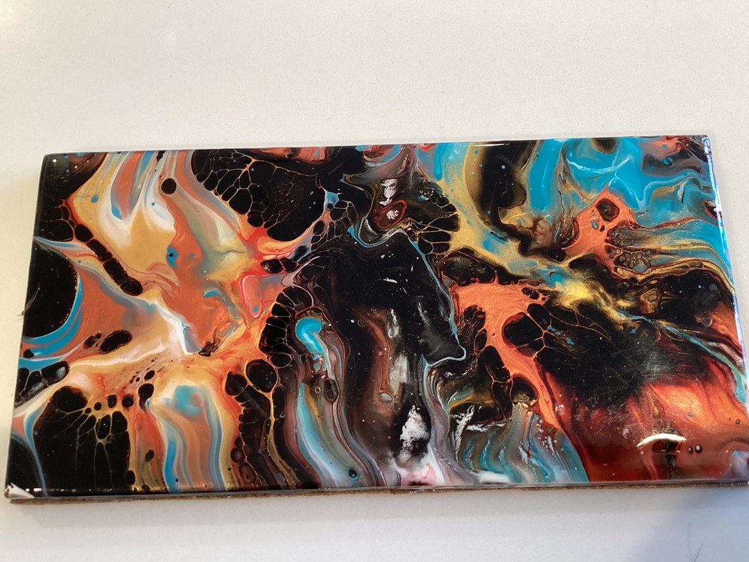 Ceramic Tile Trivet With Resin Finish and Cork Backing Acrylic Paint ...