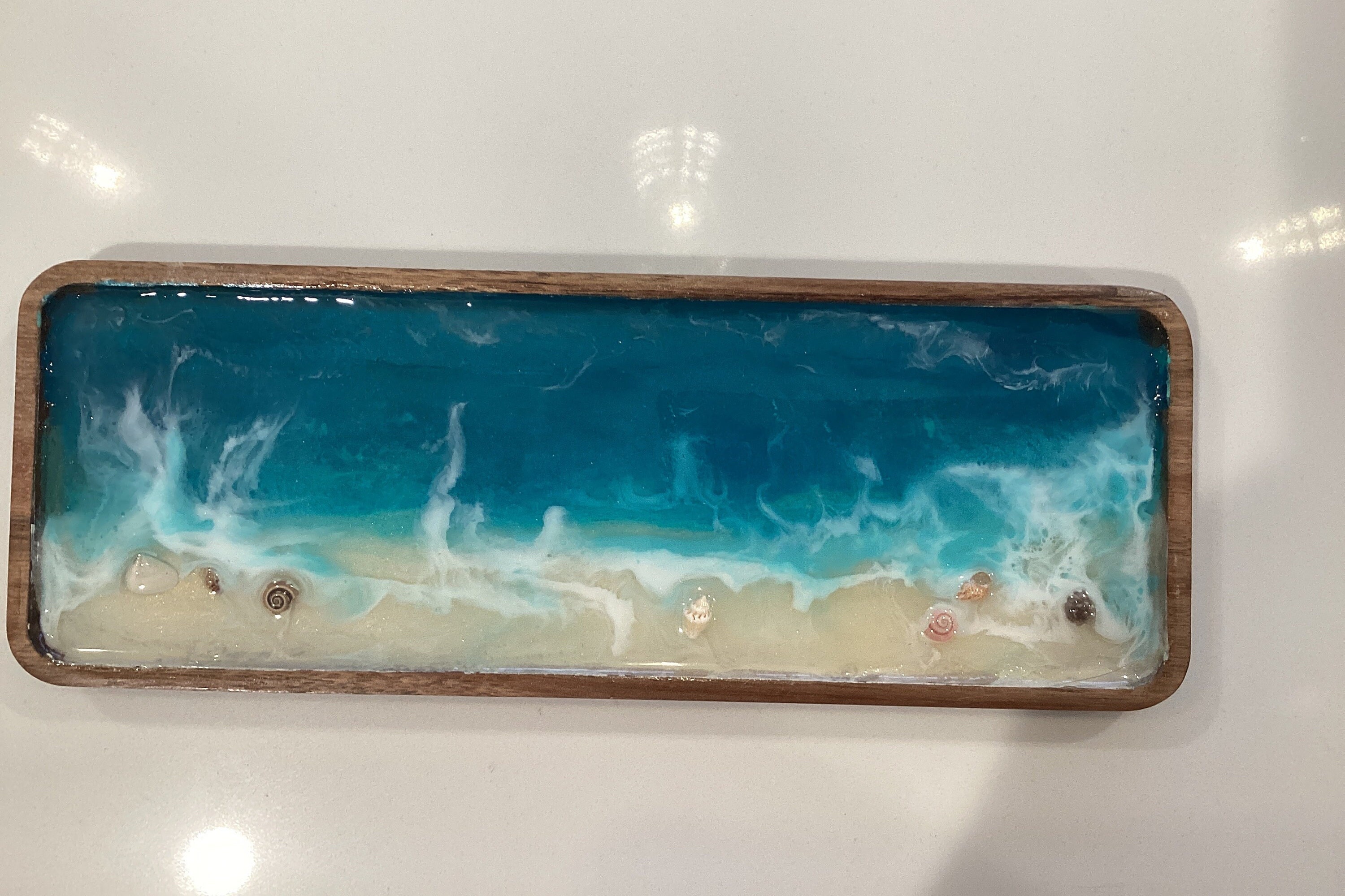 Ocean Wave Tray. One Tray is 4.75 X 12. Made From Acacia Wood, Real Sea ...