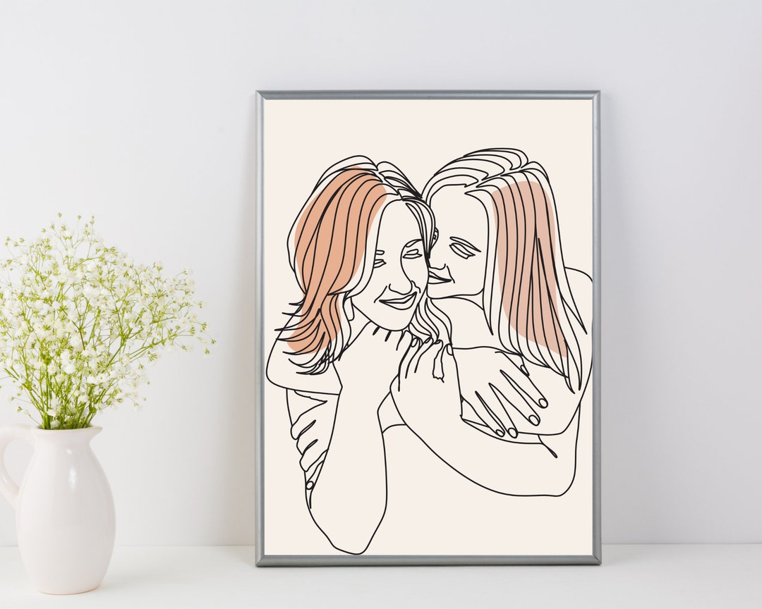 Modern Line Art Simple Minimalist Elegant Creative Sister Poster - Etsy