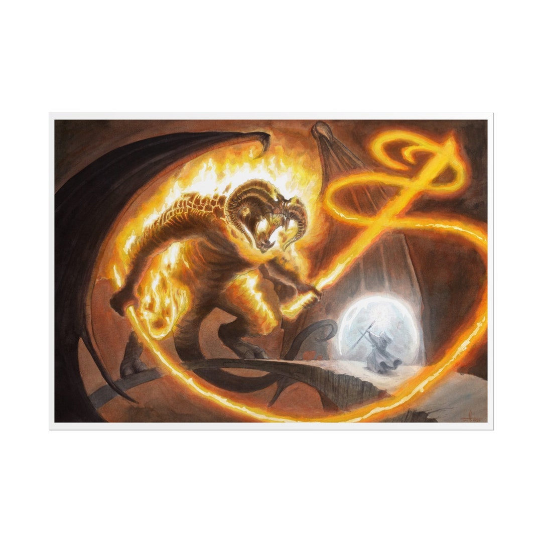 Gandalf Fighting the Balrog Print, LOTR Art Print , Lort Art, LOTR Gift ...