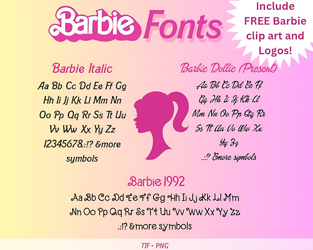 Barbi Font Barb Png Pink Dollie Font and Lettering Pink - Etsy