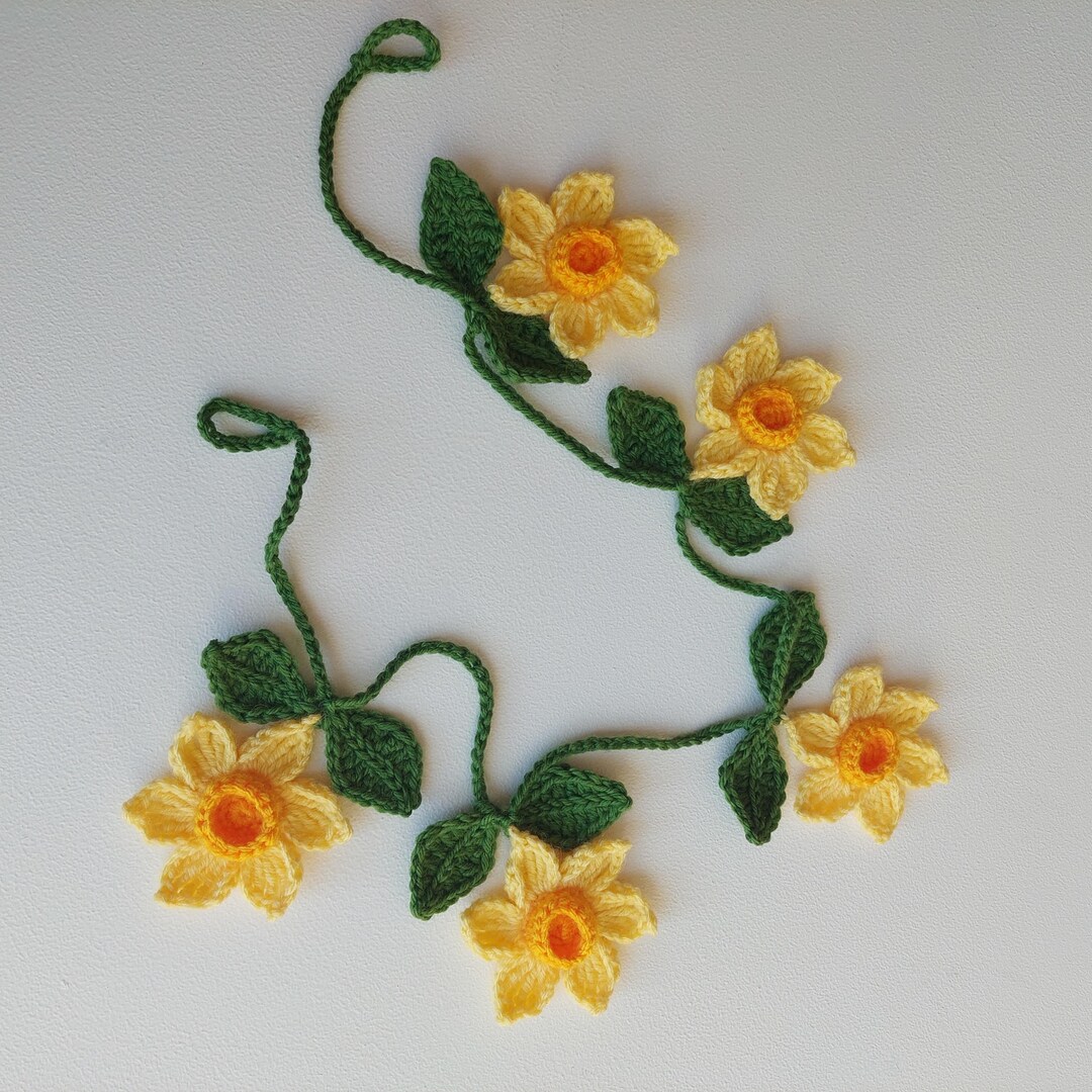 Flower Garland Boho Crochet Flower Hanging Easter-spring Decor Dopamine ...