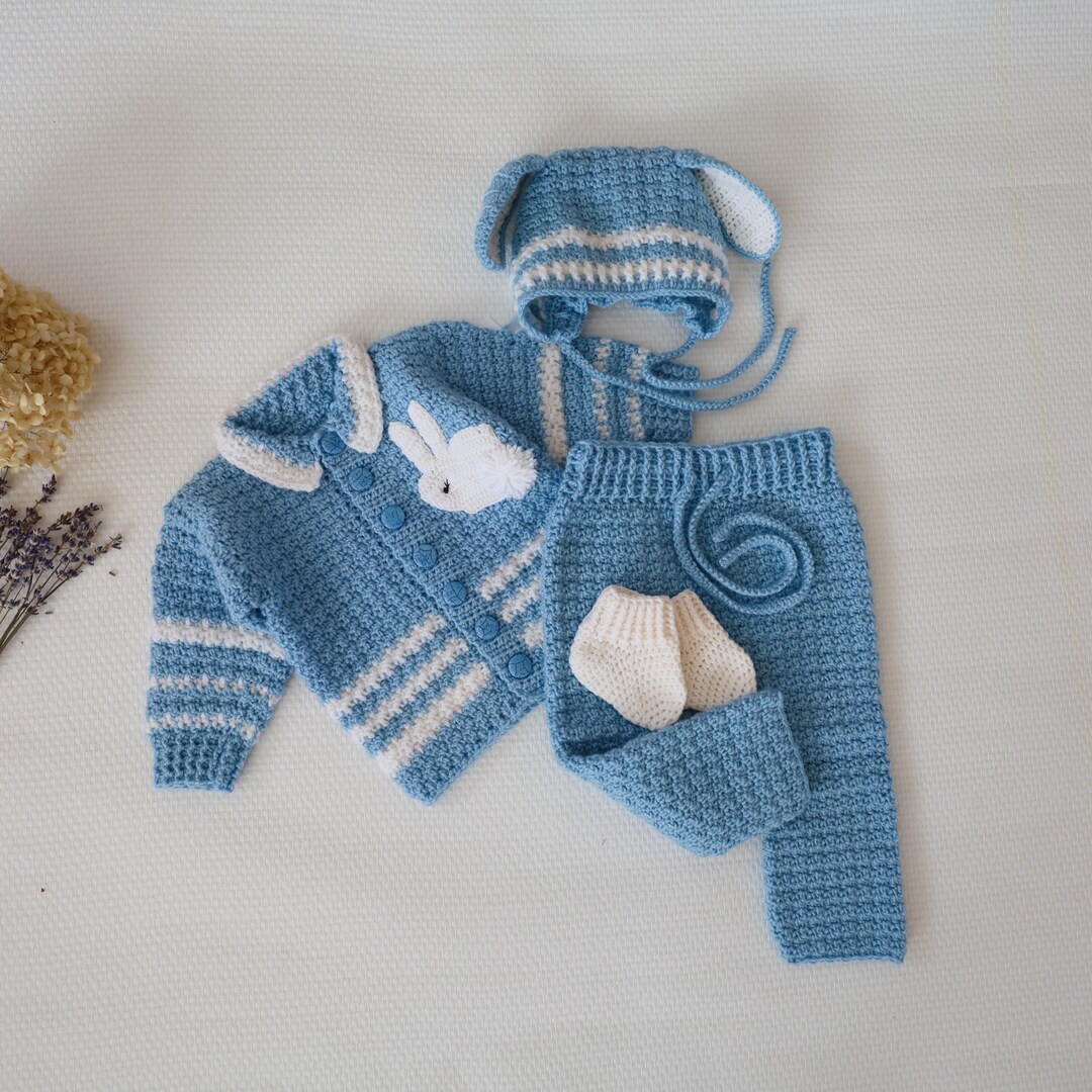 Crochet Baby Boy Outfits Baby Boy Coming Home Outfit Crochet Baby Set ...