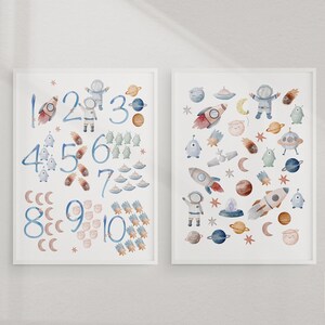 Space Educational Poster Set, Space Themed Wall Art, Numbers ...