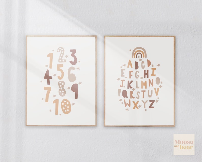 Alphabet & Numbers Print, Nursery Print, Educational Poster Set ...