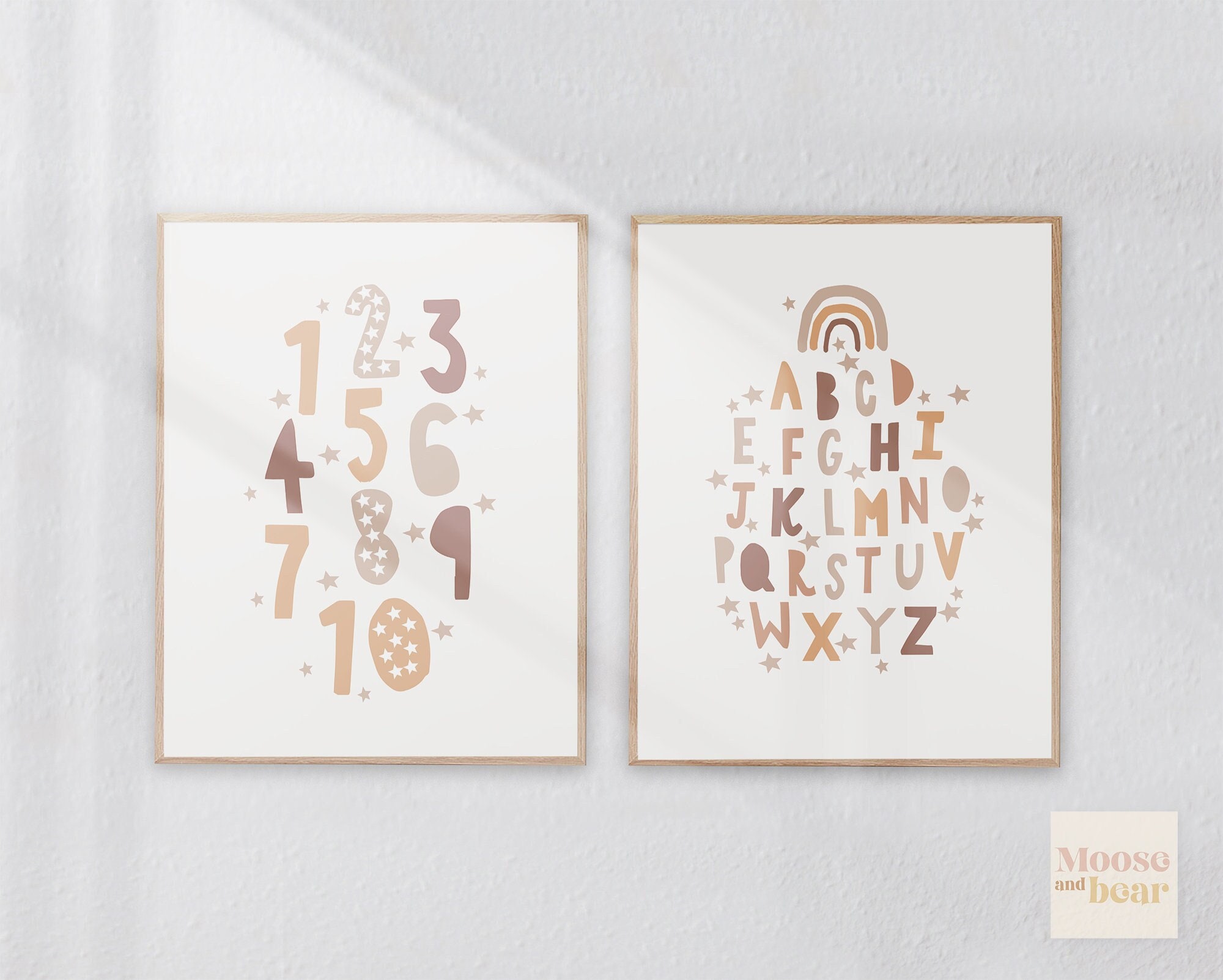 Alphabet & Numbers Print, Nursery Print, Educational Poster Set ...