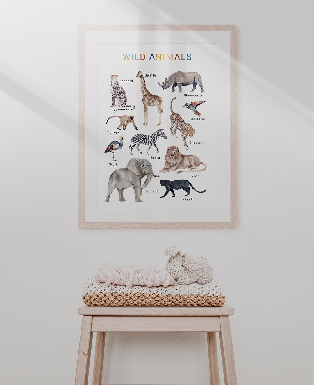 Wild Animals Print, Nursery Print, Kids Wall Art, Wild Animals Wall Art ...