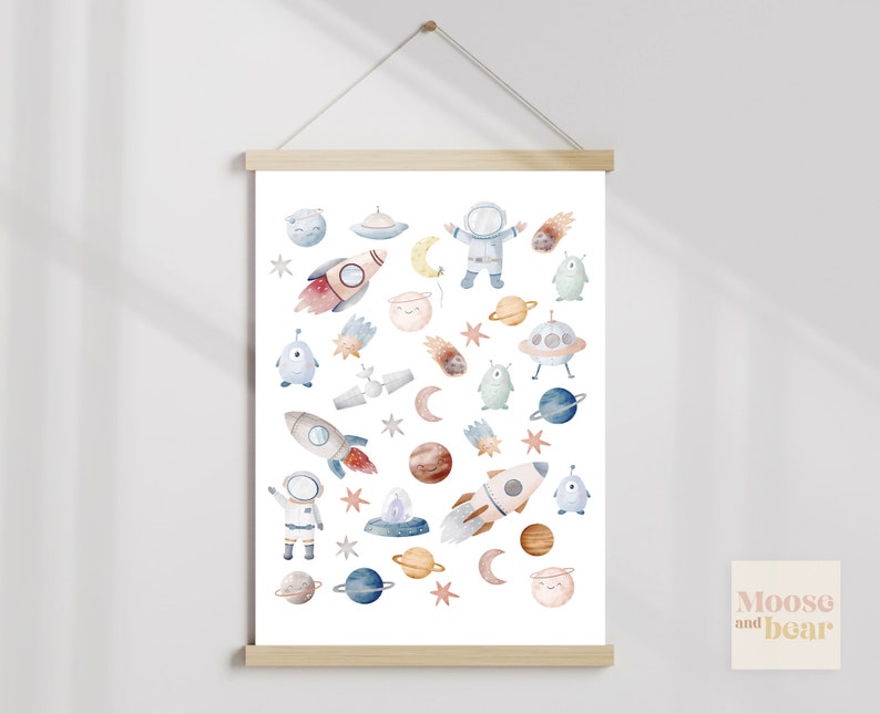 Space Educational Poster Set, Space Themed Wall Art, Numbers ...