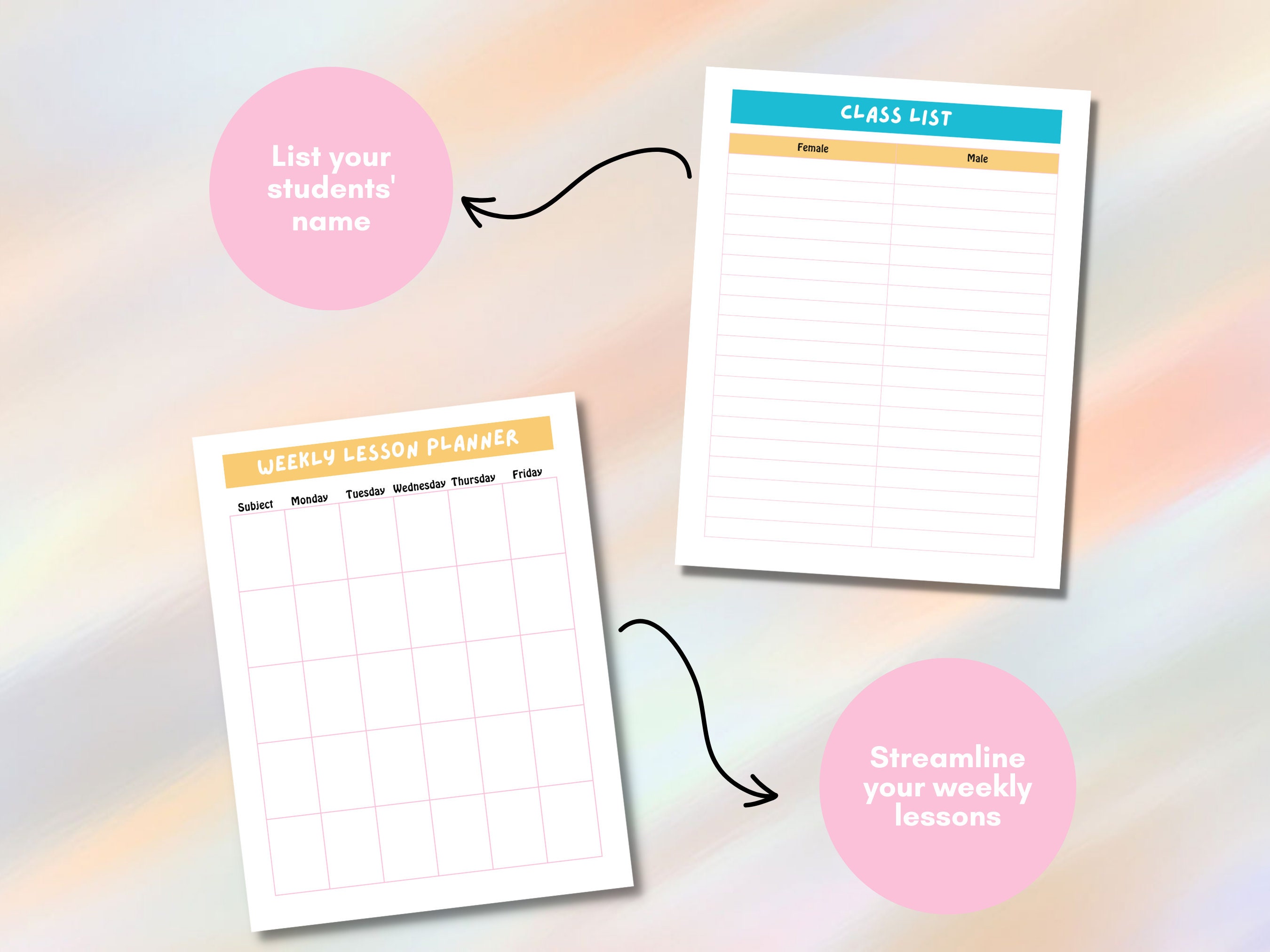 Professional Multi Color Printable Teacher Planner - Enhance Your ...