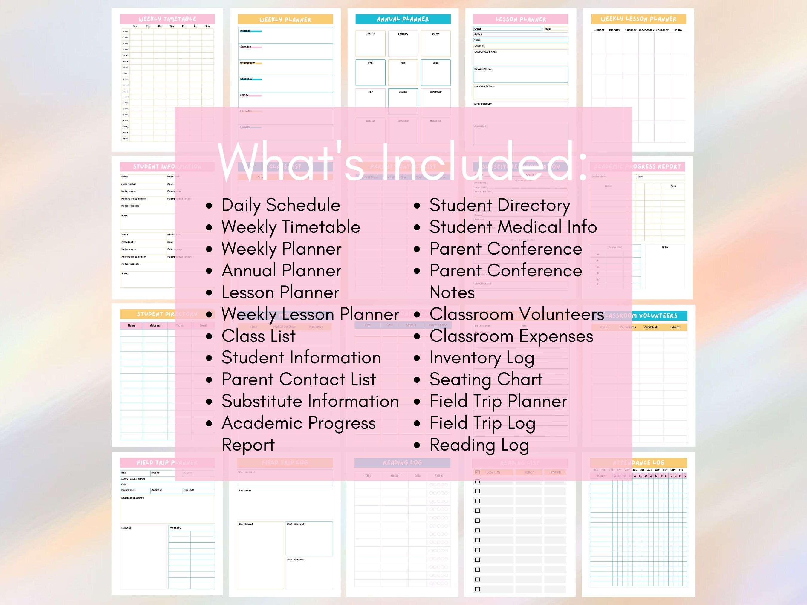 Professional Multi Color Printable Teacher Planner - Enhance Your ...