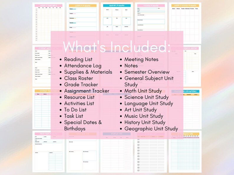 Professional Multi Color Printable Teacher Planner - Enhance Your ...