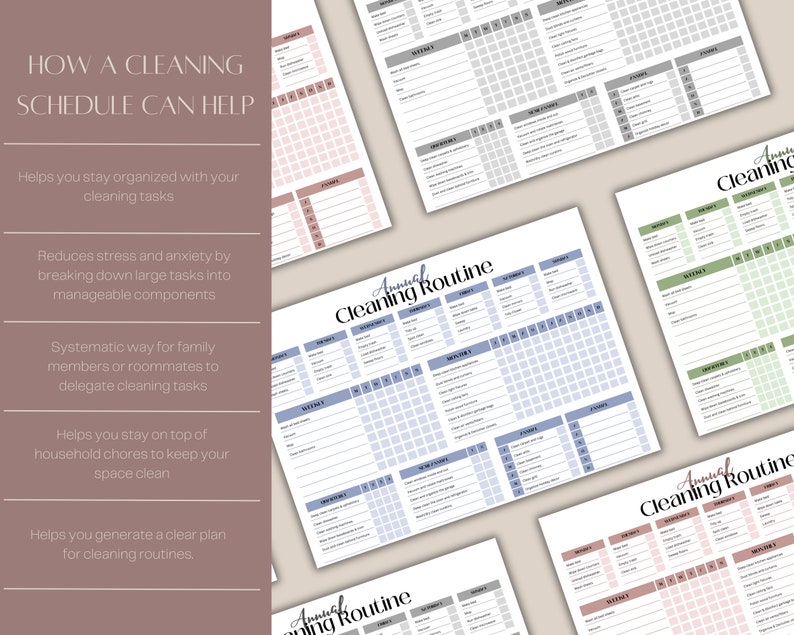 Annual Cleaning Schedule - Printable Home Organization Checklist ...